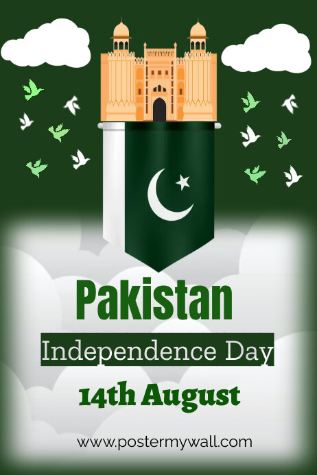 Green Joyful Pakistan Independence Day Poster Template | PosterMyWall