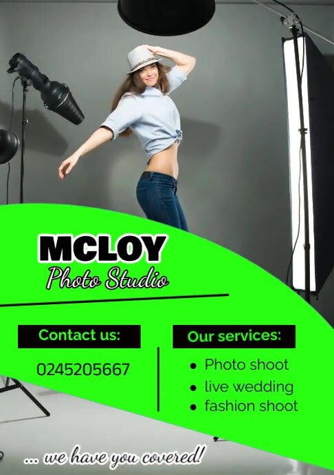 Green Joyful Photo Studio A4 Template | PosterMyWall