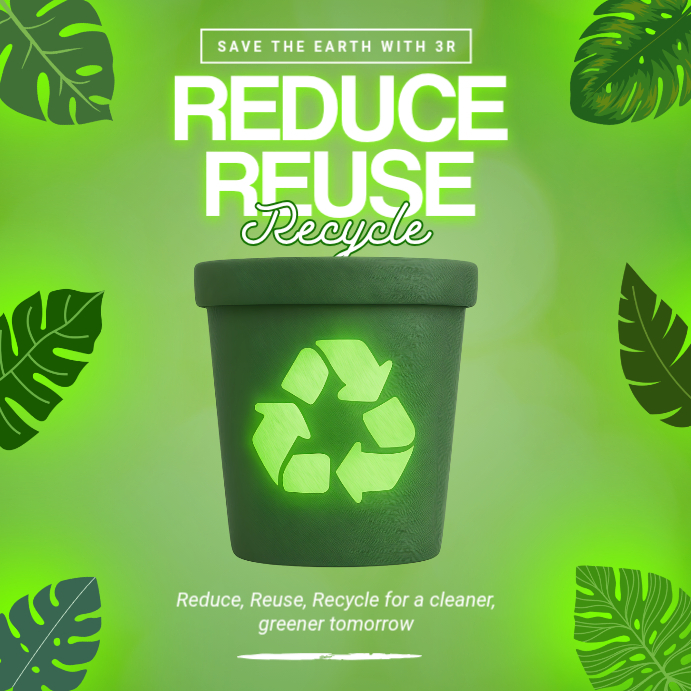 Green Joyful Reduce Reuse Recycle Instagram Post Template | PosterMyWall