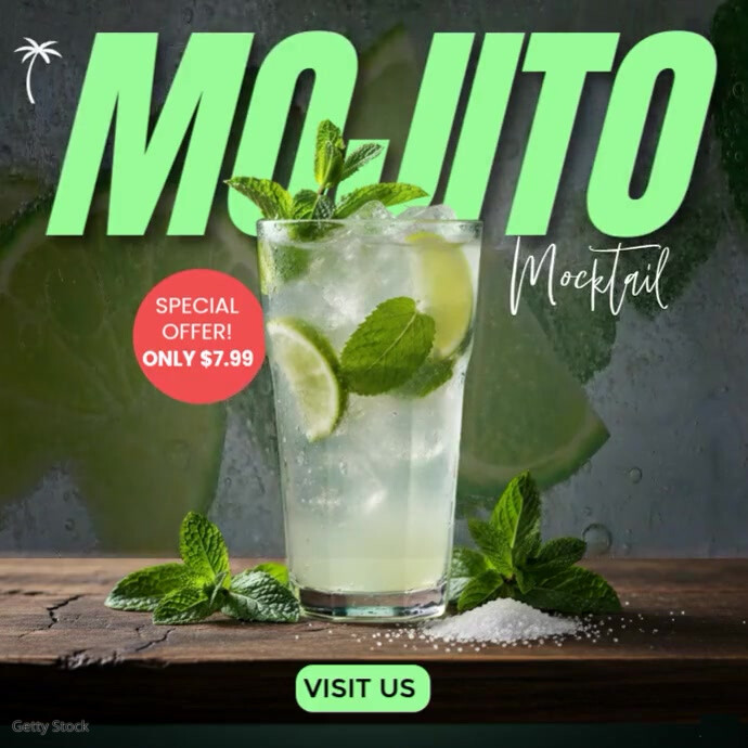Green Joyful Refreshing Mojito Mocktail Drink Ad Instagram Post ...