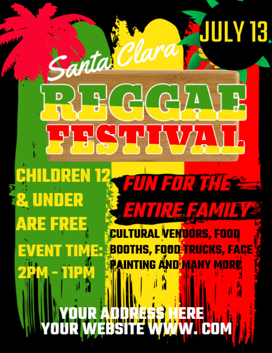 Copy of Green Joyful Reggae Festival Poster Flyer (us Letter ...
