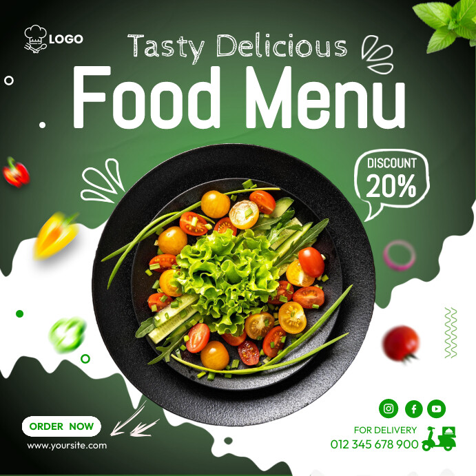 Green Joyful Salad Food Menu Instagram Post Template | PosterMyWall
