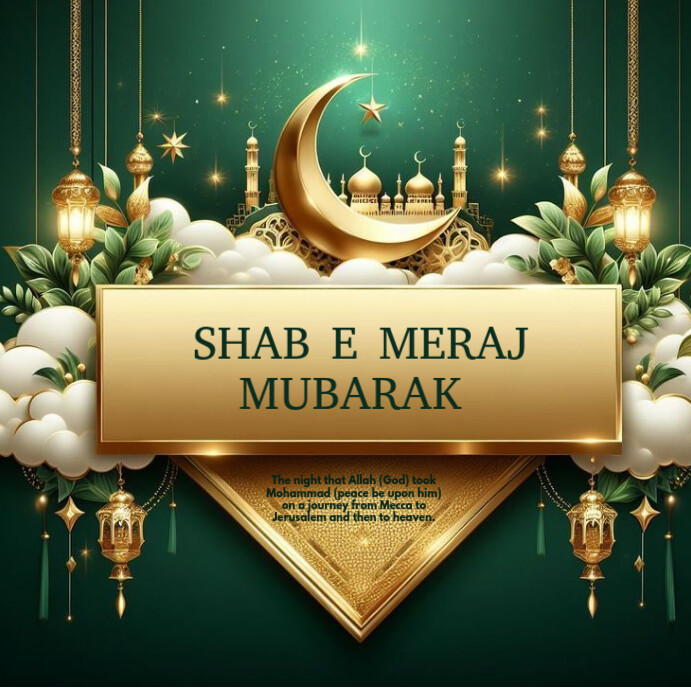 Copy of Green Joyful Shab E Meraj Instagram Post | PosterMyWall