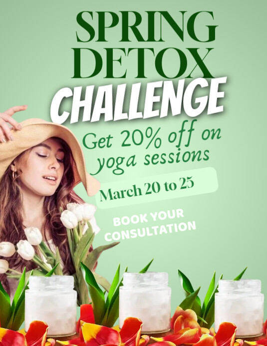 Green Joyful Spring Detox Challenge Flyer (us Letter) Template ...