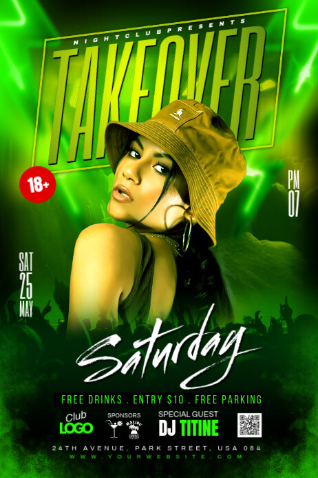 Green Joyful Takeover Party Poster Template | PosterMyWall