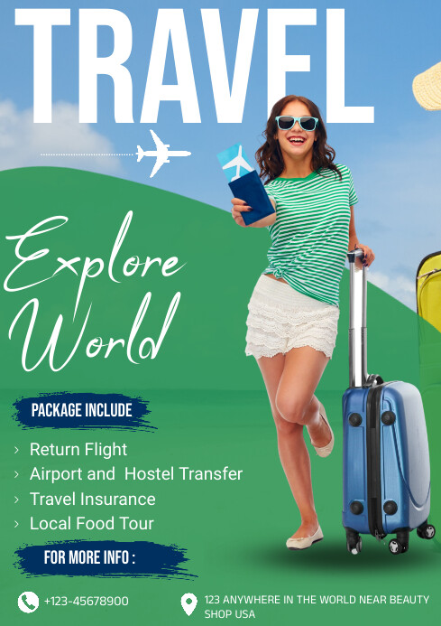 Green Joyful Travel Poster A4 Template | PosterMyWall