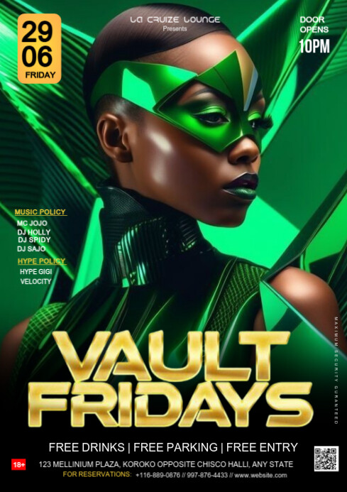 Copy of Green Joyful Vault Friday Party A4 | PosterMyWall