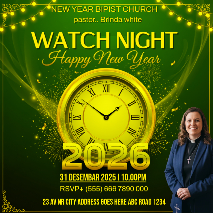 Green Joyful Watch Night Happy New Year Celebration Instagram Post ...