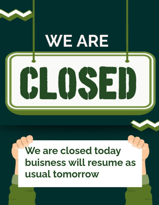 Green Joyful We Are Closed Flyer (us Letter) Template | PosterMyWall