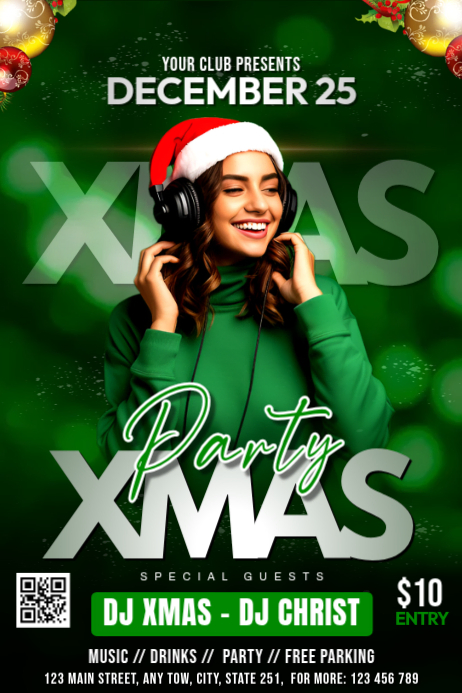 Green Joyful Xmas Poster Template | PosterMyWall