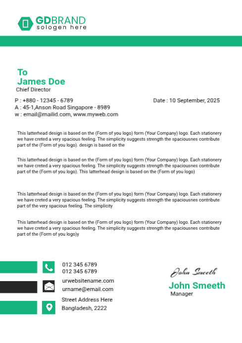 Green Letterhead Design Template | PosterMyWall