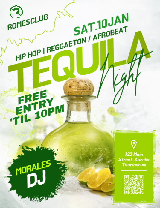 Plantilla de Green Lime Tequila Night Party Flyer – Hip Hop Reggaeton ...