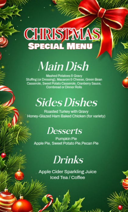 Green List-based Christmas Special Menu Us Legal Template | PosterMyWall