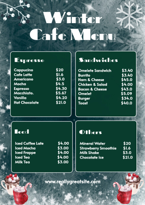 Copy of Green List-based Colorful Winter Cafe Menu A4 | PosterMyWall