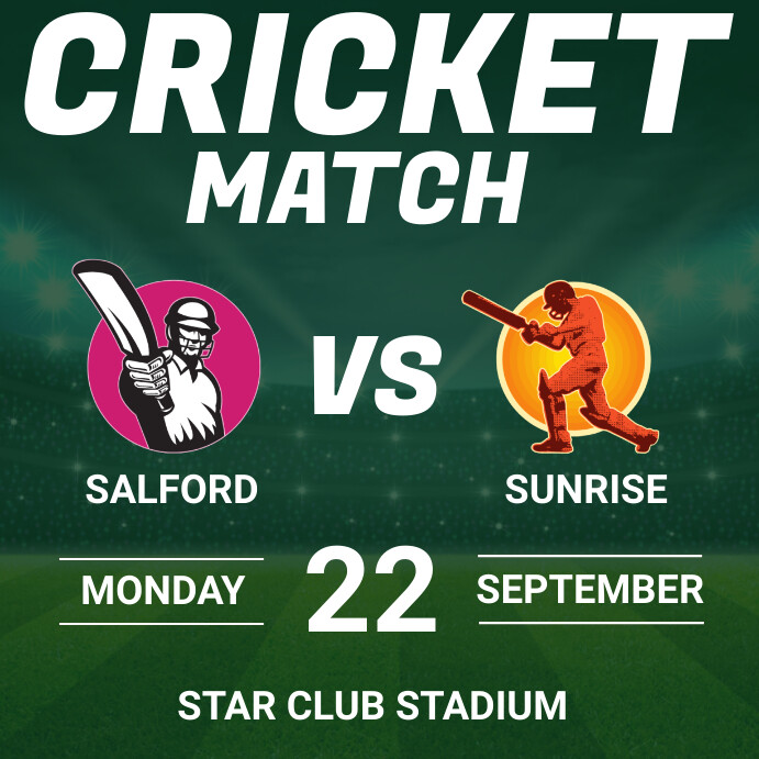 Copy of Green List-based Cricket Match Instagram Post | PosterMyWall