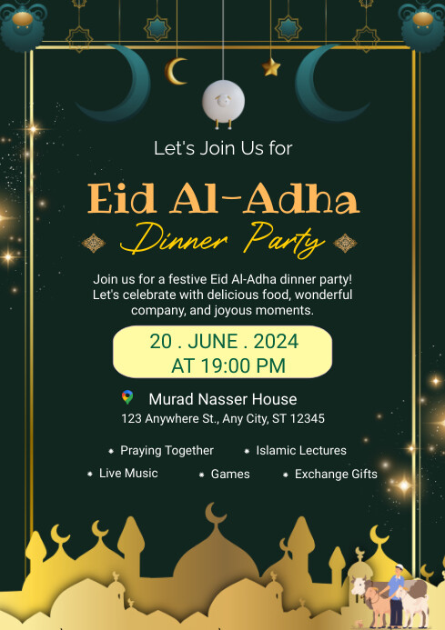 Green List-based Eid Al-adha A4 Template | PosterMyWall