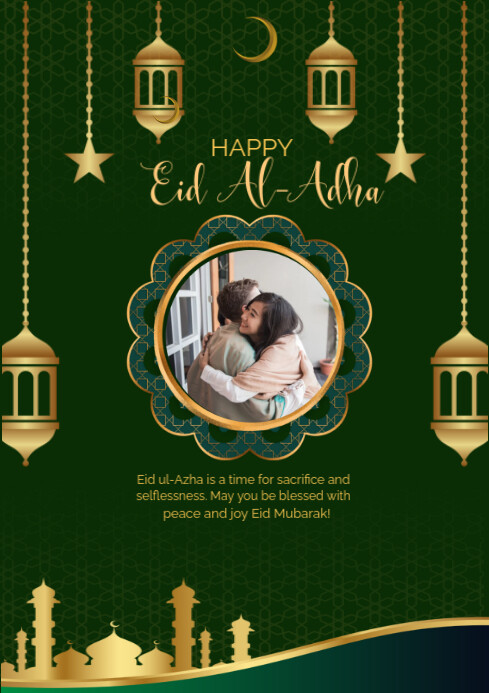 Copy of Green List-based Eid Mubarak Post A4 | PosterMyWall