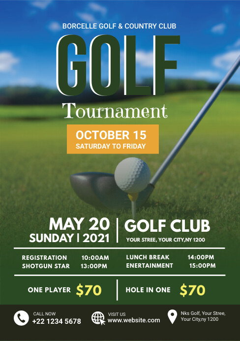 Green List-based Golf Tournament Flyer A5 Template | PosterMyWall