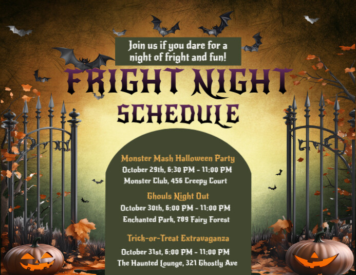 Plantilla de Green List-based Halloween Schedule Template Flyer (us ...