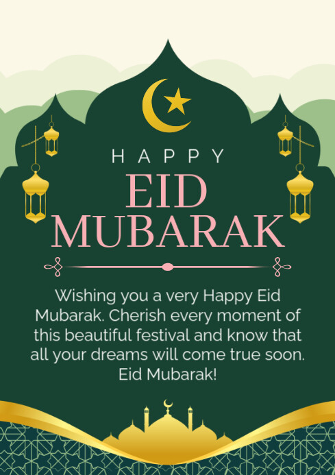 Copy of Green List-based Happy Eid Mubarak Celebration Wishes A4 ...