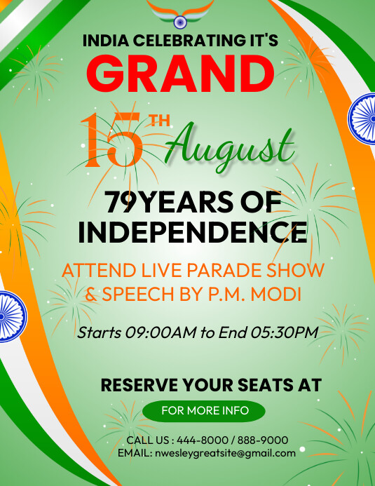 Green List-based India Independence Day Flyer Template | PosterMyWall