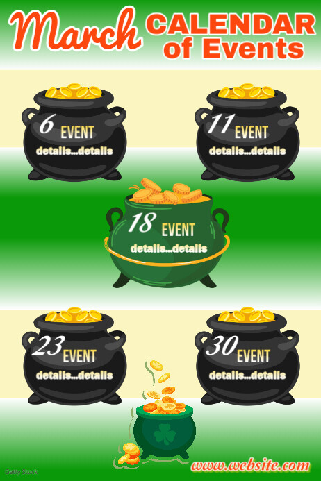 Green List-Based March Calendar Poster Template | PosterMyWall