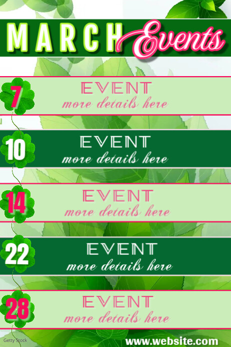 Green List-Based March Events Poster Template | PosterMyWall