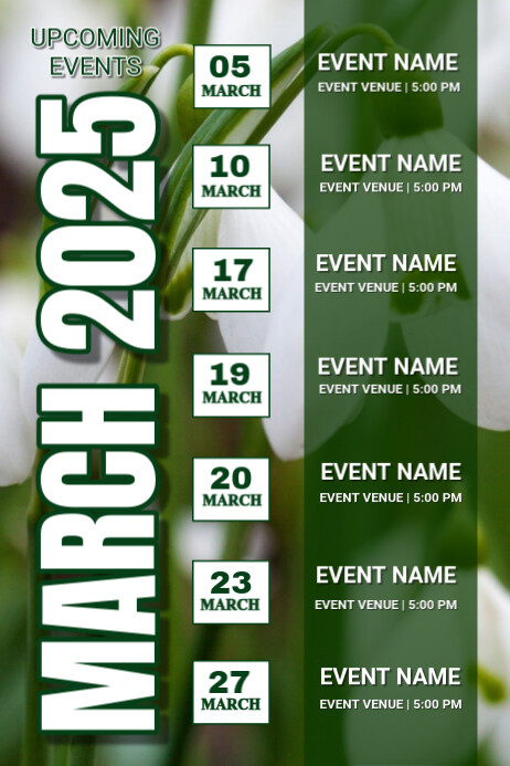 Copy of Green List-based March Upcoming Events Poster | PosterMyWall