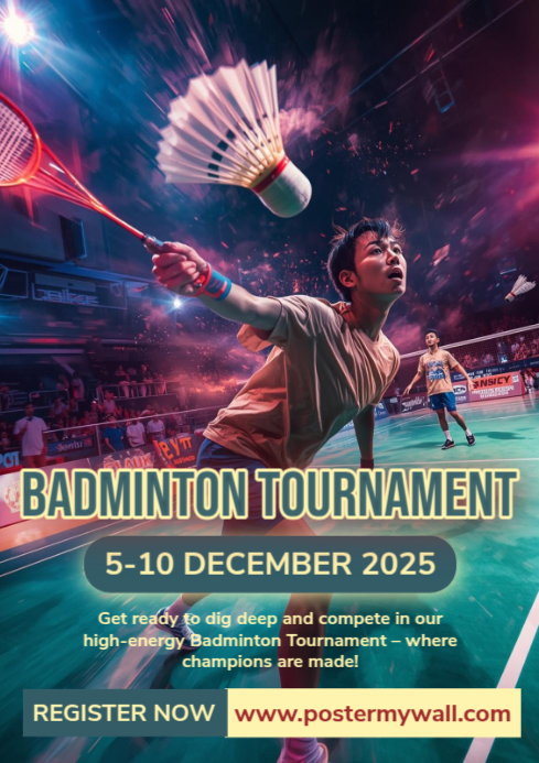 Green Maksimalis Badminton Tournament A4 Template | PosterMyWall