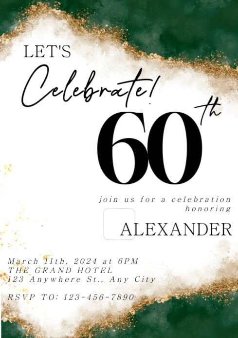 Green Marble - Birthday Invitation Template | PosterMyWall