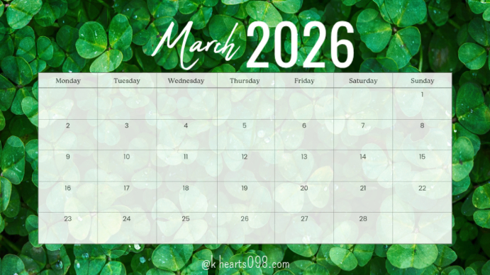 Green March 2026 Calendar Presentation Template | PosterMyWall