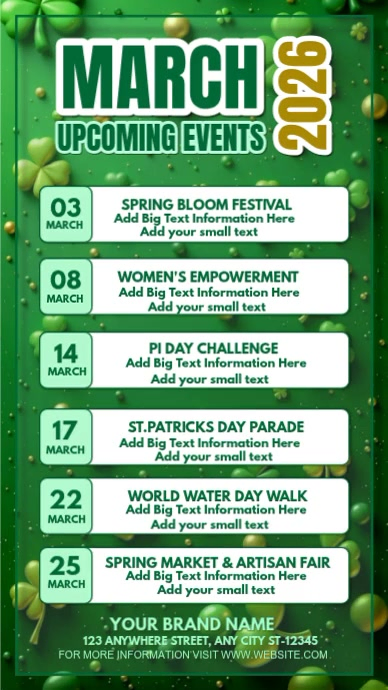 Green March Events | March Upcoming Events Instagram Story Template ...