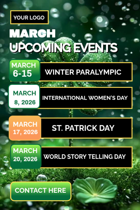 Green March Events Poster Template | PosterMyWall