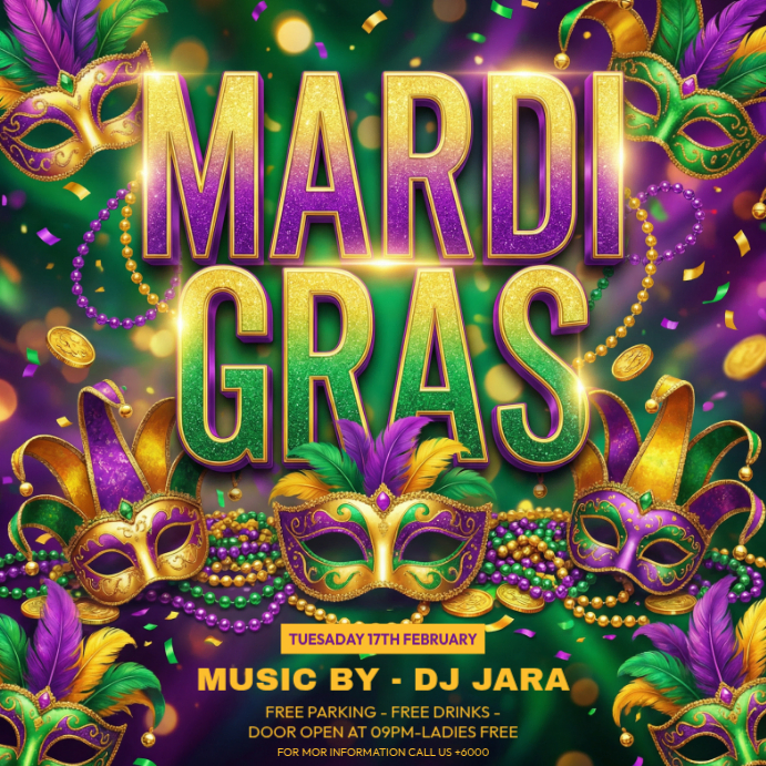 Green Mardi Gras Celebration Instagram Post Template | PosterMyWall