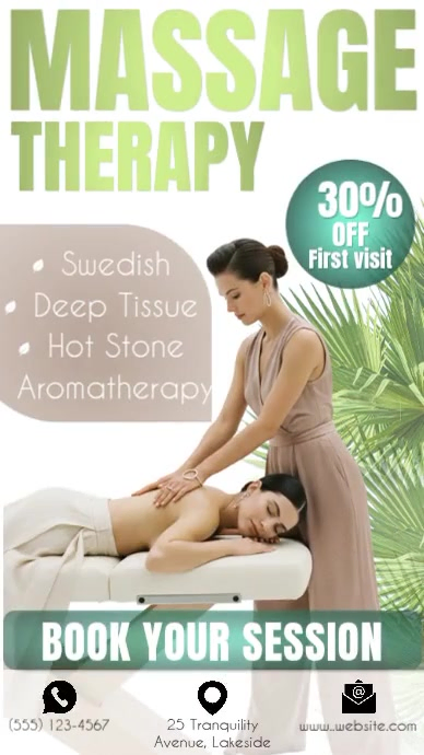 Green Massage Therapy Flyer Ad Animated Template | PosterMyWall