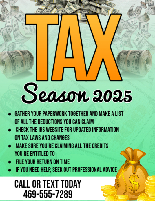 Green Maximalist 2026 Tax Season Flyers Flyer (us Letter) Template ...