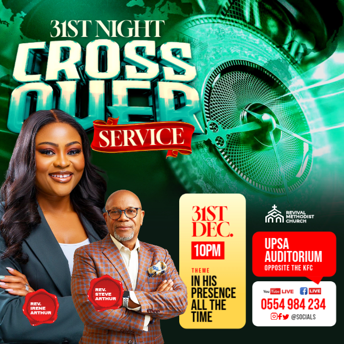 Green Maximalist 3D 31st Night Crossover Church Service Flyer Template ...