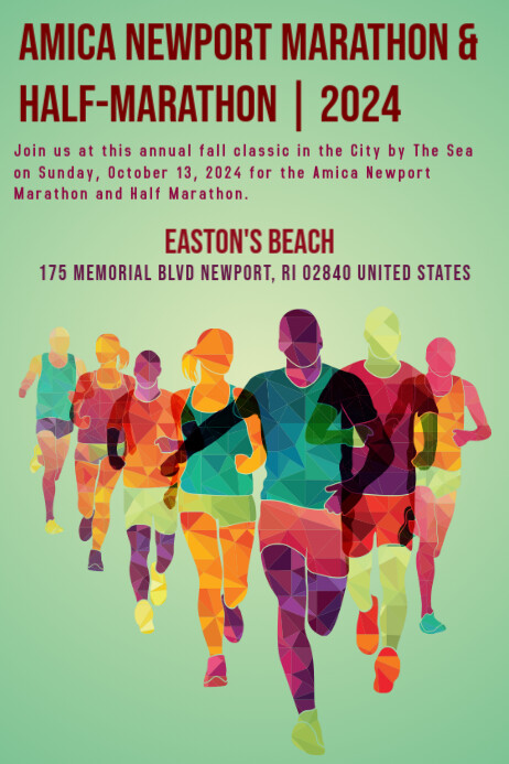 Green Maximalist Amica Newport Marathon & Half-marathon Poster Template ...