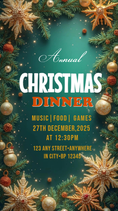 Plantilla de Green Maximalist Annual Christmas Dinner Whatsapp Status ...