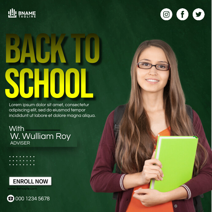 Green Maximalist Back To School Instagram Po Templat | PosterMyWall