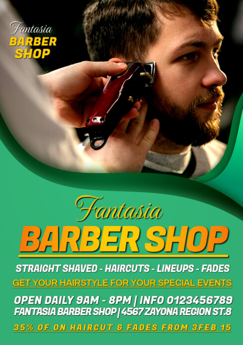 Copy of Green Maximalist Barber Shop A4 | PosterMyWall