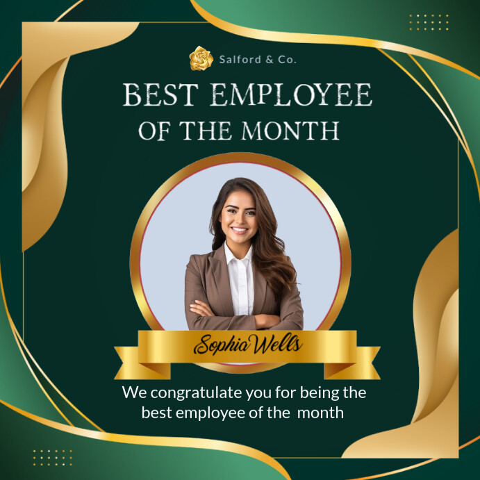 Green Maximalist Best Employee Of The Month Instagram Post Template ...