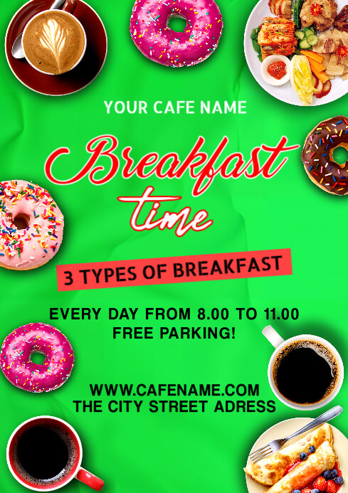 Copy of Green Maximalist Breakfast Time Flyer A4 | PosterMyWall