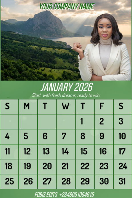 Copy of Green Maximalist Calendar January 2026 Poster | PosterMyWall