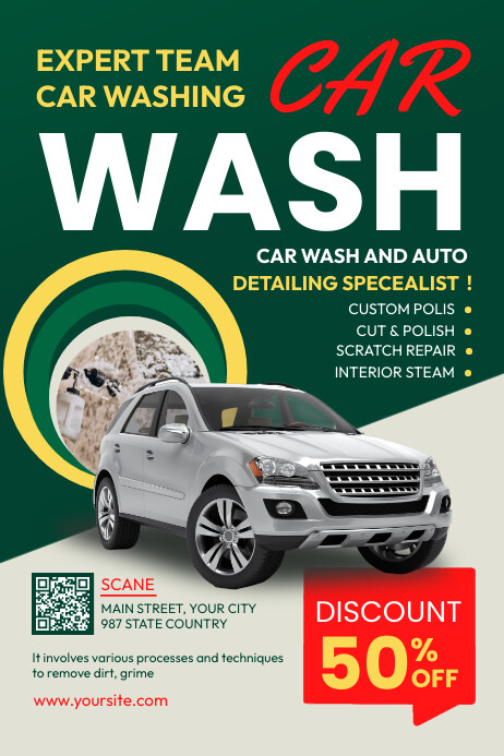 Green Maximalist Car Wash Poster Template | PosterMyWall