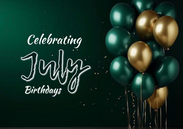 Green Maximalist Celebrating July Birthdays A4 Template | PosterMyWall