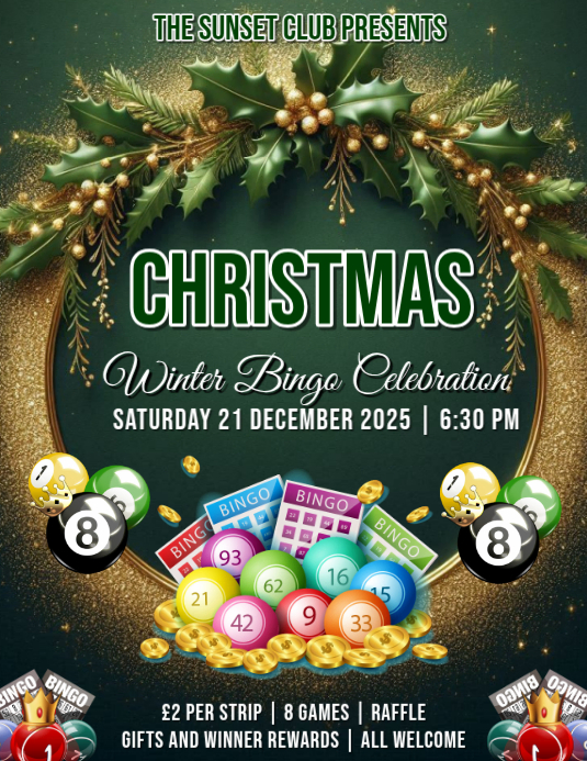 Green Maximalist Christmas Bingo Night Flyer (us Letter) Template ...