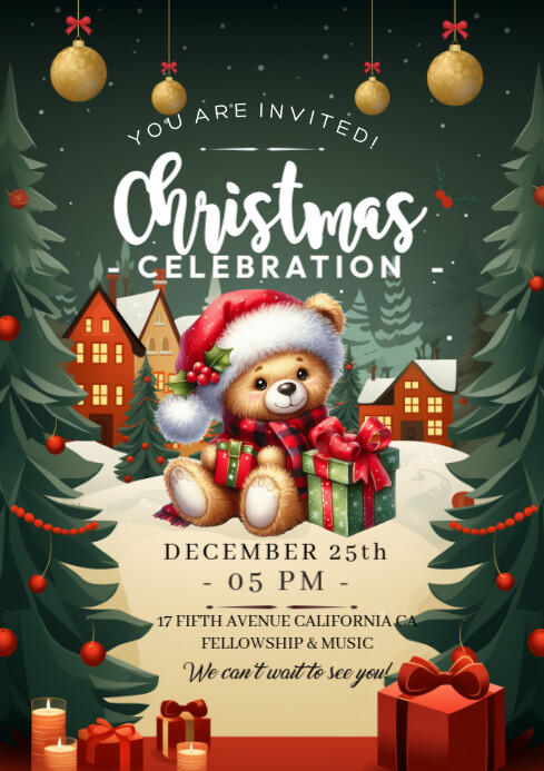 Copy of Green Maximalist Christmas Celebration A4 | PosterMyWall