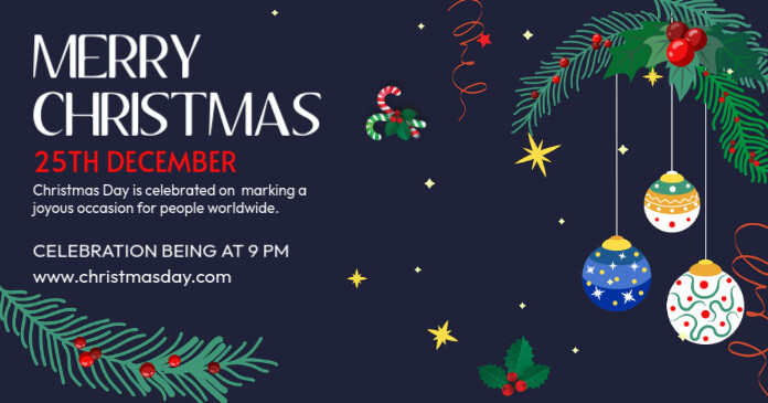 Green Maximalist Christmas Day Social Media Post Facebook Shared Image Template | PosterMyWall