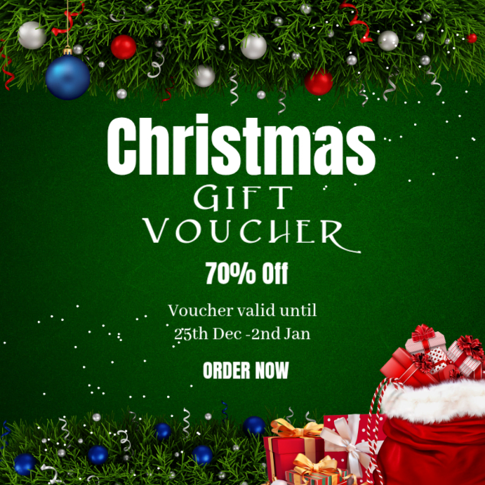 Green Maximalist Christmas Gift Vouchers 2025 Instagram Post Template ...